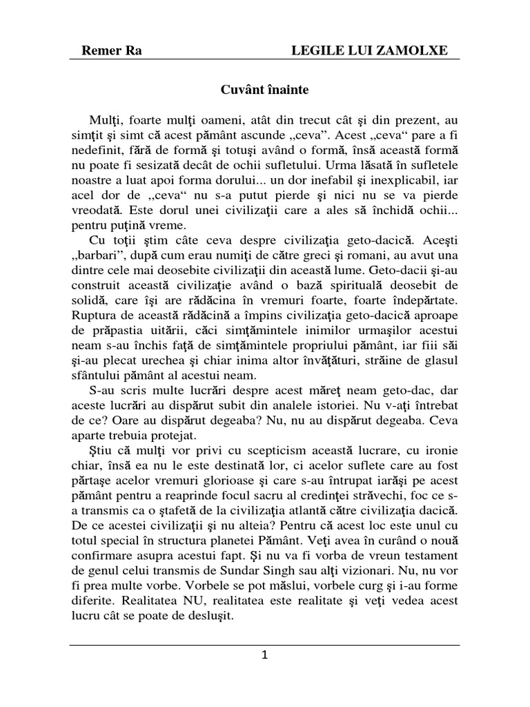 01 Legile Lui Zamolxe | PDF