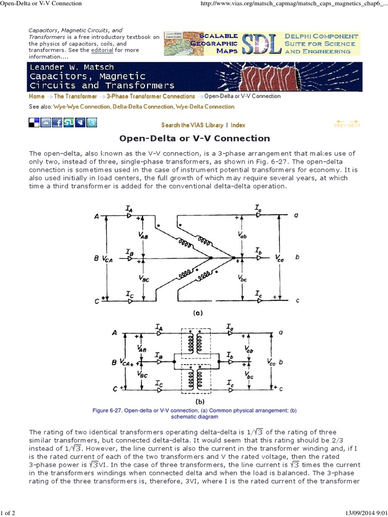 Open-Delta or v-V Connection | Transformer | Electrical Components