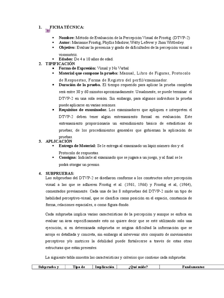 Test de Frostig | Descargar gratis PDF | Percepción | Conceptos ...
