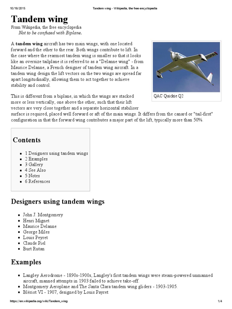 A Comprehensive Overview of Tandem Wing Aircraft Design and History ...