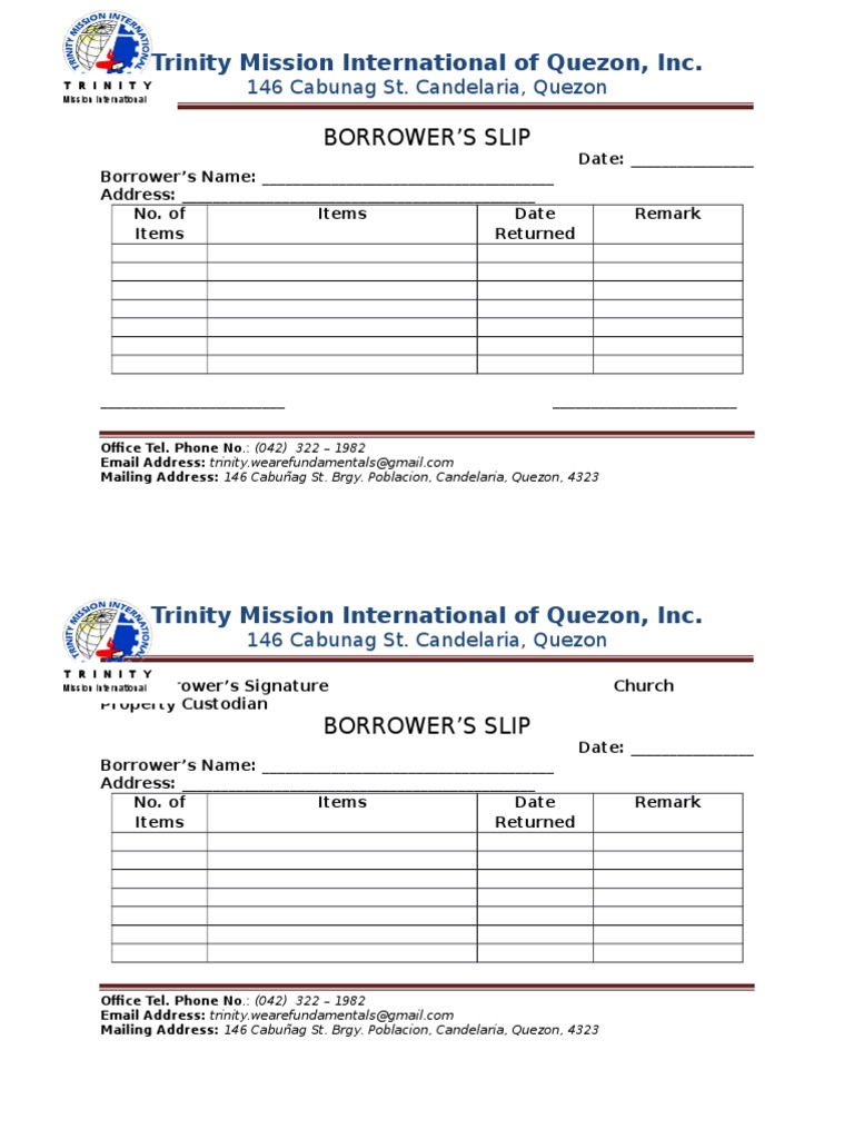 Borrower's Slip | PDF