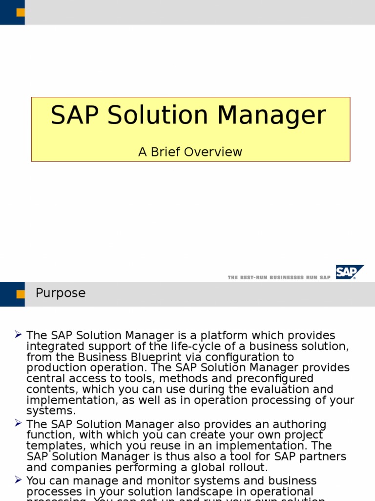 SAP Solution Manager Overview | PDF | Implementation | Business Process