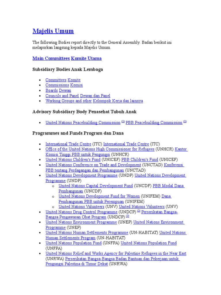 Struktur PBB | PDF | Food And Agriculture Organization | Multilateral Investment Guarantee Agency