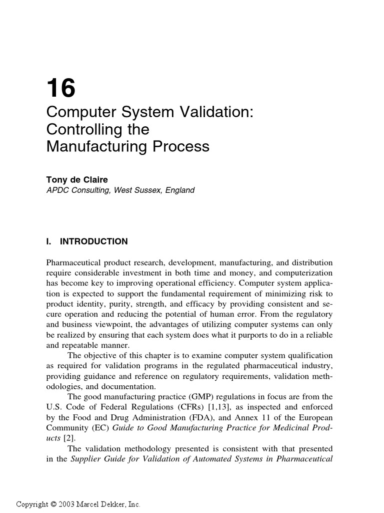 Computer System Valiadation Controlling | PDF | Verification And ...