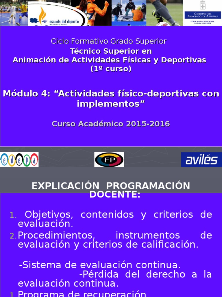 Actividades Físico-Deportivas con Implementos | PDF | Evaluación | Deportes