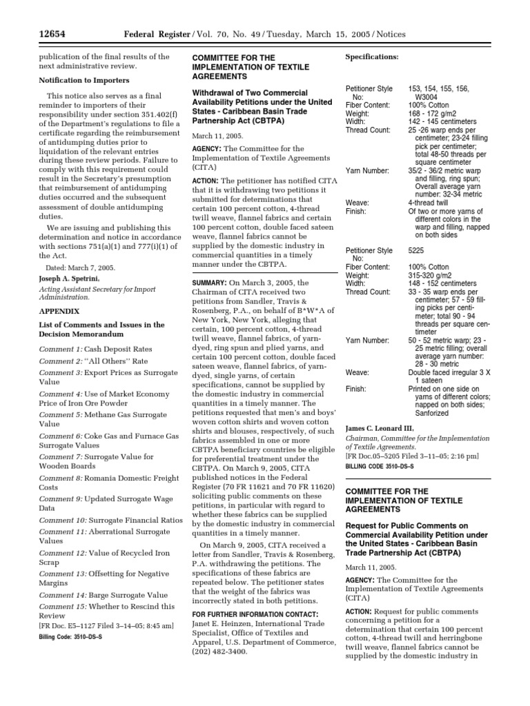 Federal Register / Vol. 70, No. 49 / Tuesday, March 15, 2005 / Notices ...
