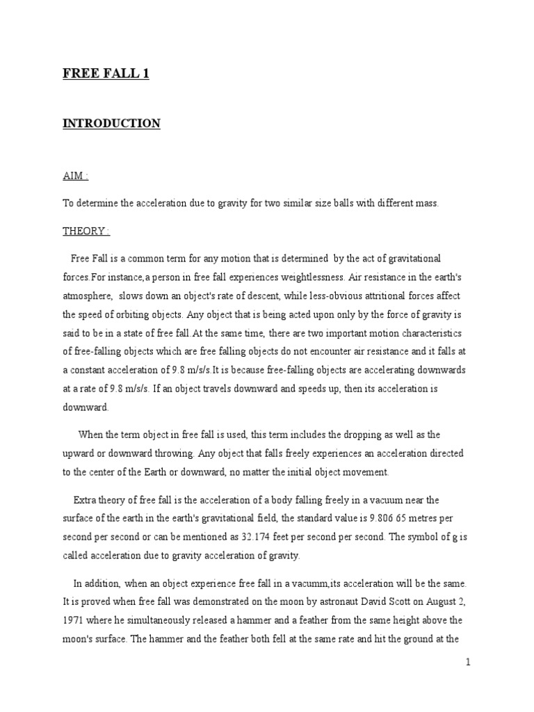 Free Fall 1 | PDF | Gravity | Acceleration