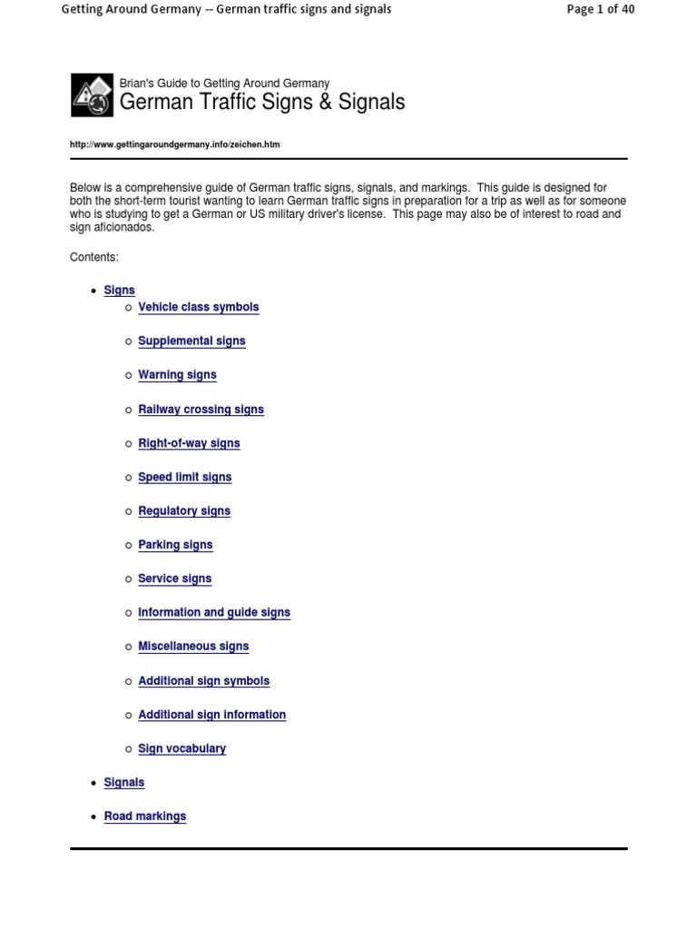 German Traffic Signs & Signals | PDF | Traffic | Traffic Light