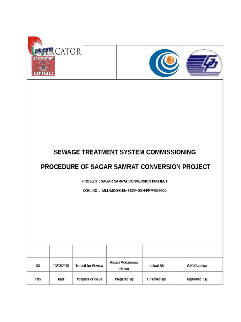 Sewage Water System Commissioning Detailed | Valve | Sewage Treatment