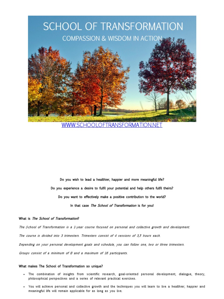 School of Transformation - English Brochure 2015-2016 PDF | PDF | Goal ...