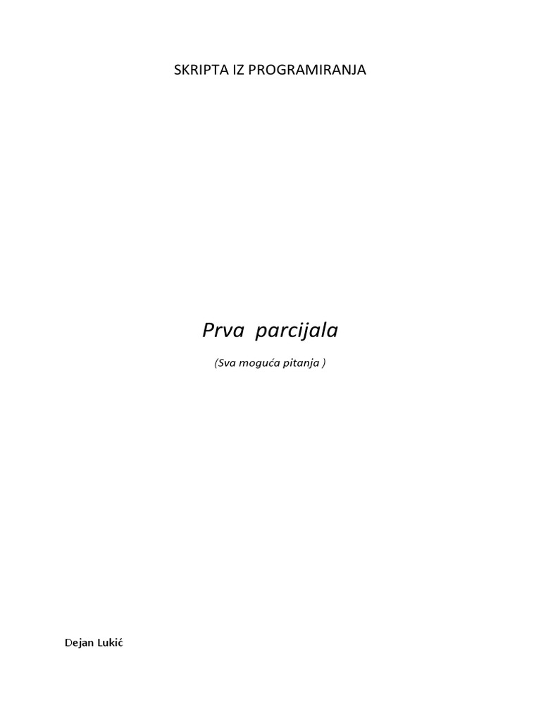 Skripta Iz Programiranja Prva Parcijala | PDF