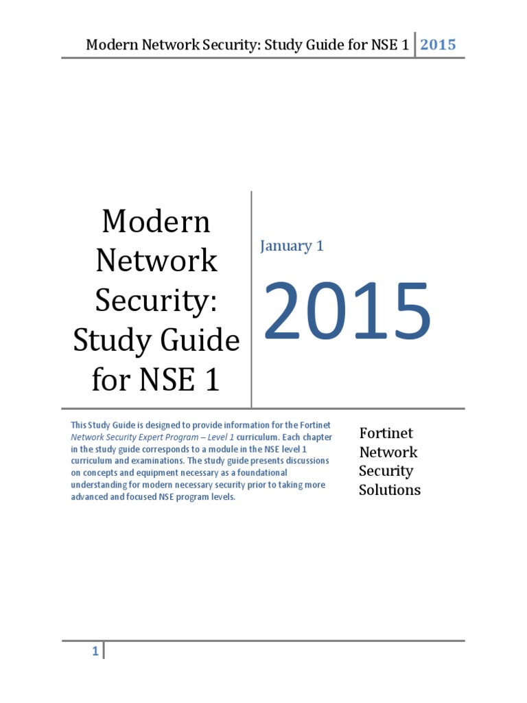 Modern Network Security NSE1 Study Guide Ebook | PDF | Computer Network ...