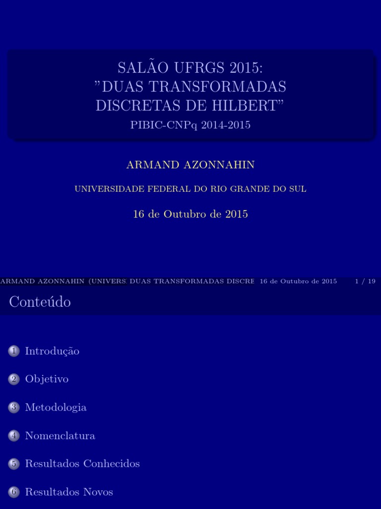 Transformada Hilbert | PDF | Matemática discreta | Ensino de Matemática
