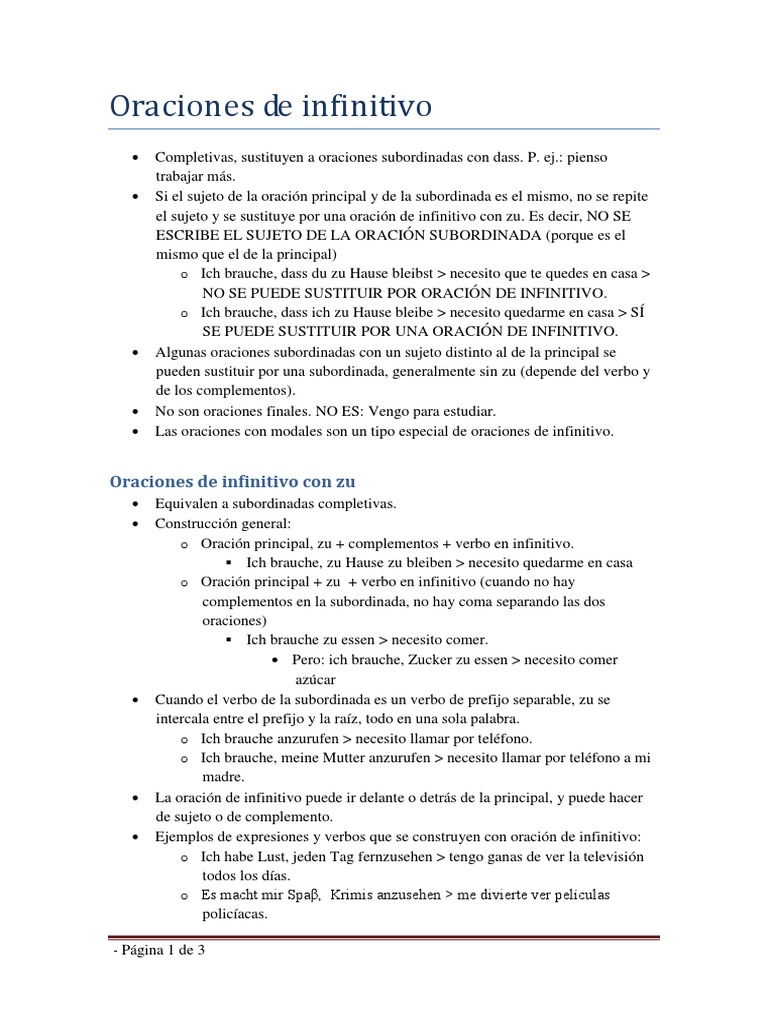 Ejemplo De Oraciones En Infinitivo