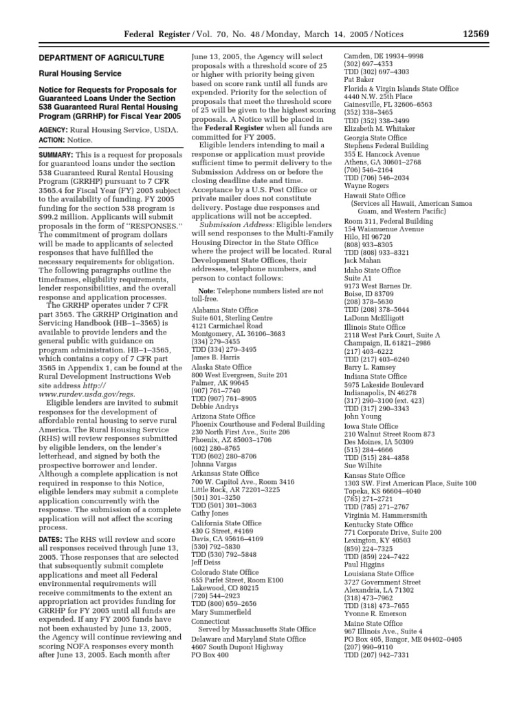 Notice: Grants and Cooperative Agreements Availability, Etc.: Section 538 Guaranteed Rural ...