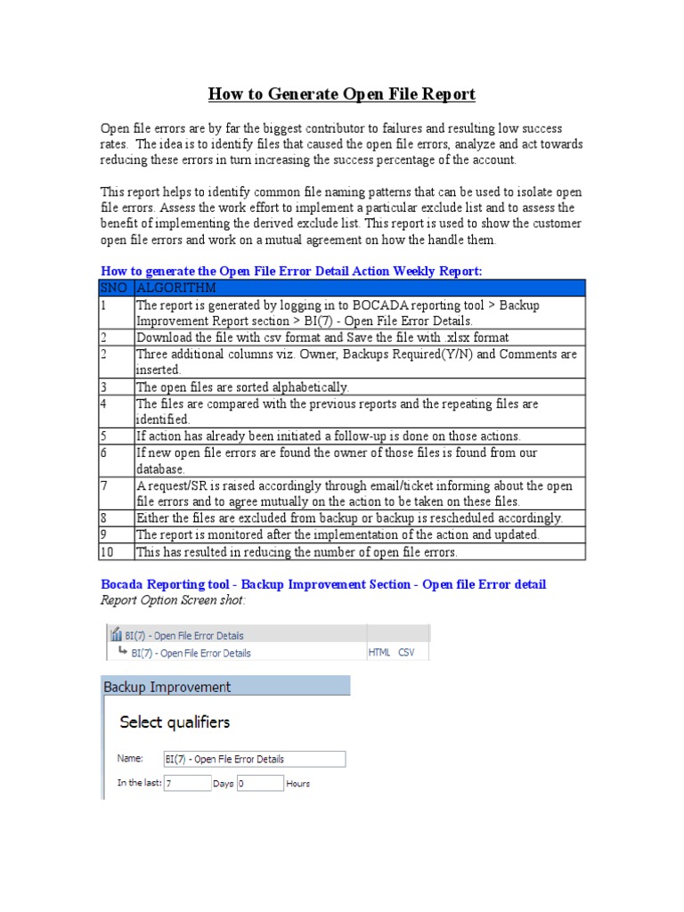 How To Generate Open File Report | PDF | Backup | Computer File