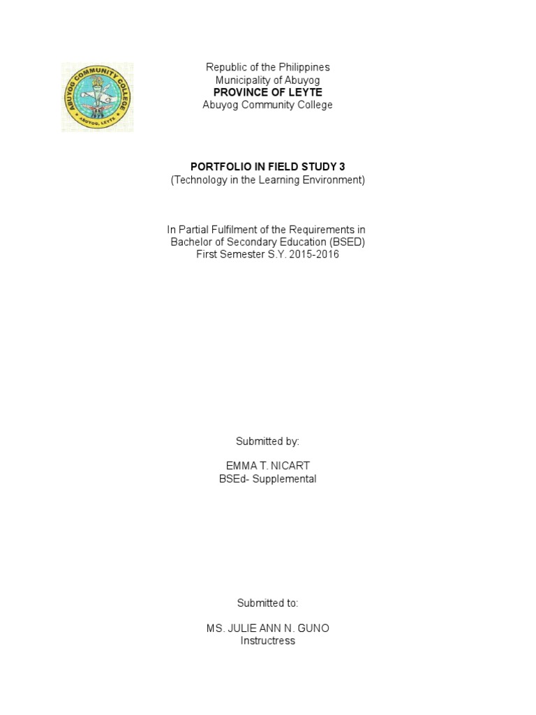 FS3 Portfolio | PDF | Teachers | Educational Technology