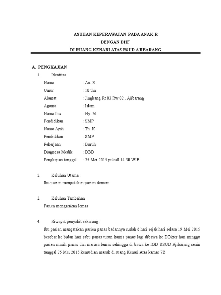 Askep DHF Pada Anak Di Edit Tsaniya | PDF
