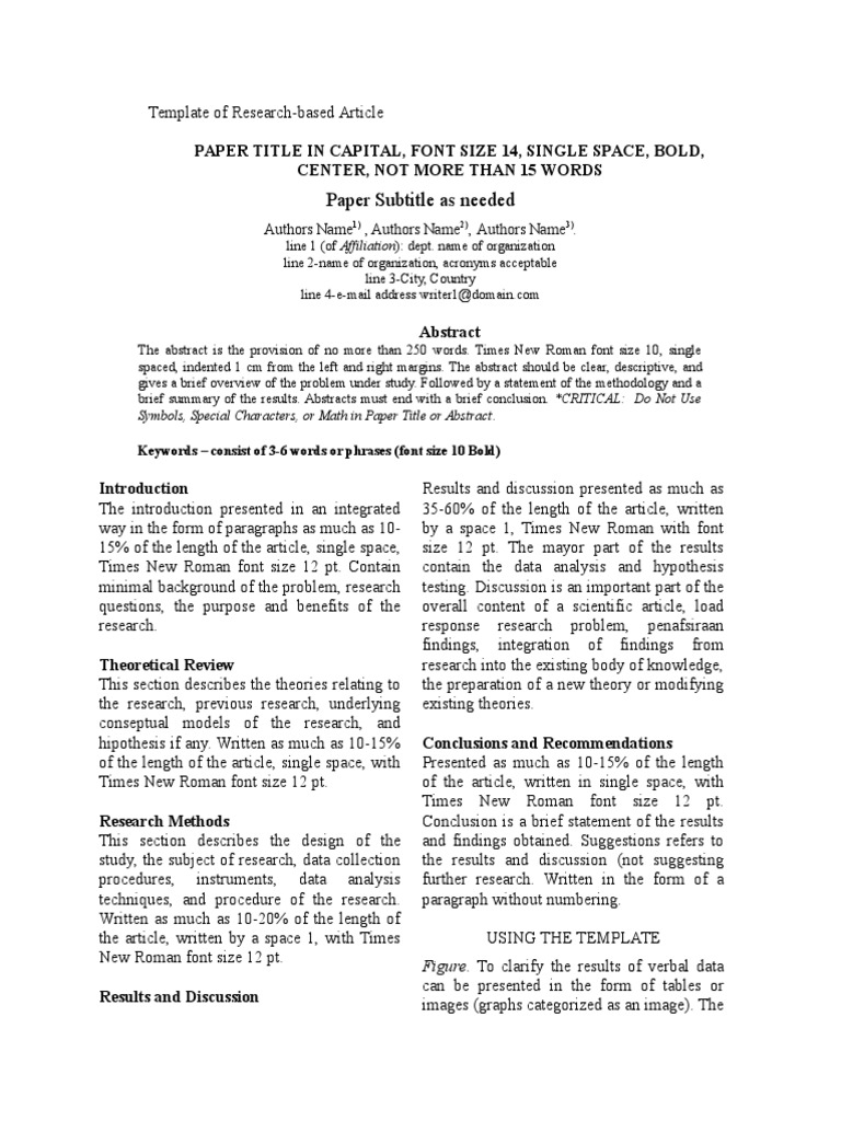 Article Template | PDF | Abstract (Summary) | Times New Roman