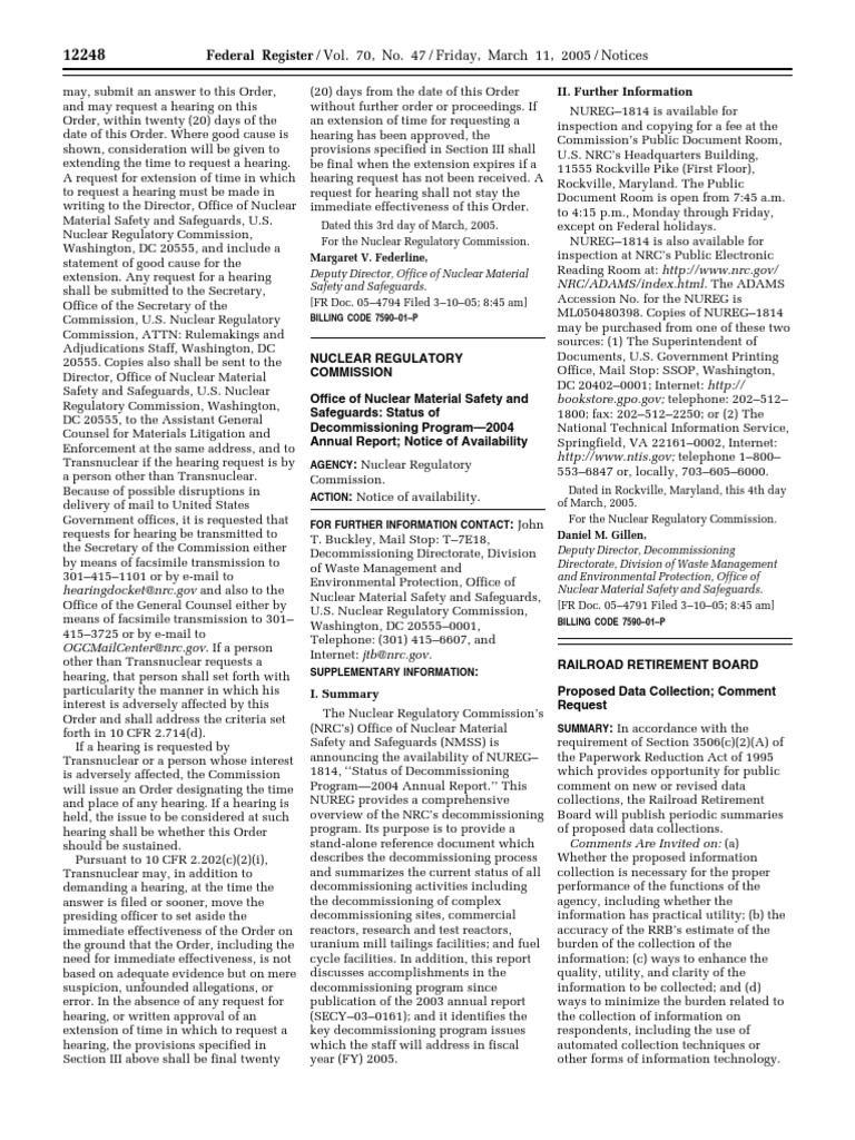 Notice: Reports and Guidance Documents Availability, Etc ...