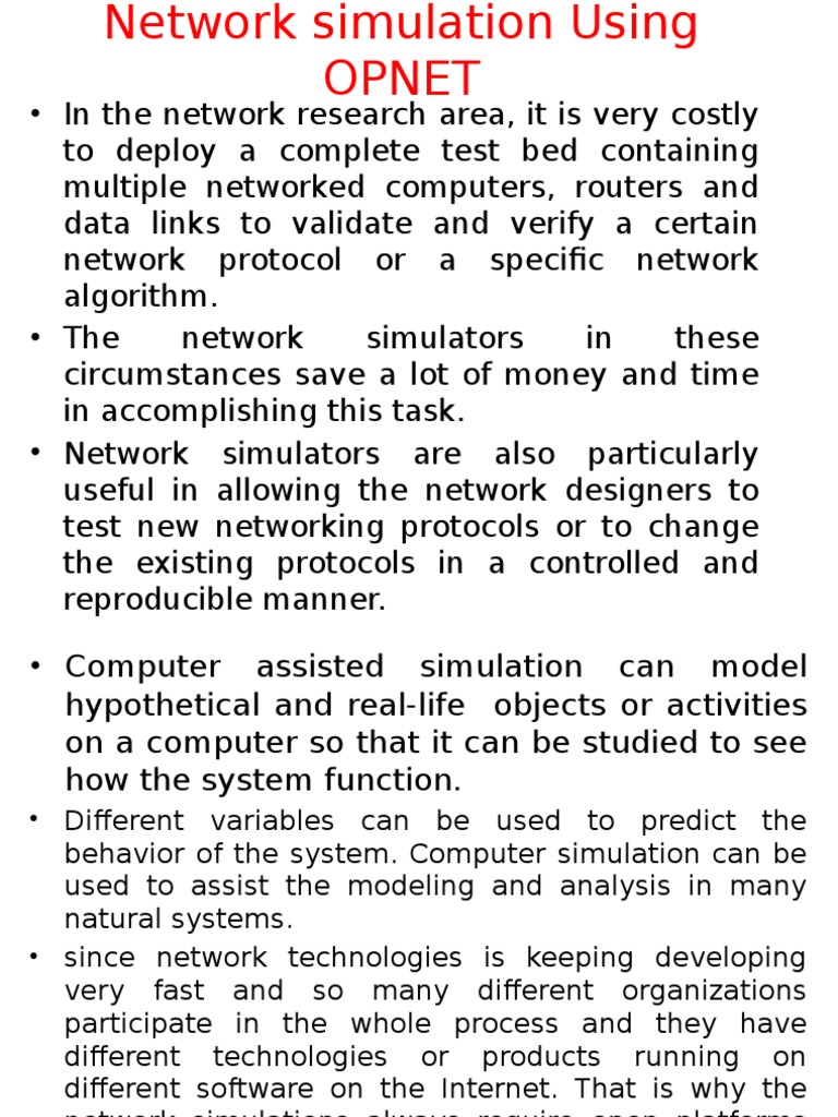 Network Simulation Using OPNET | PDF | Osi Model | Computer Network