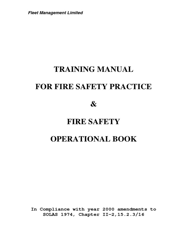 Training Manual For Fire Safety Practice | PDF