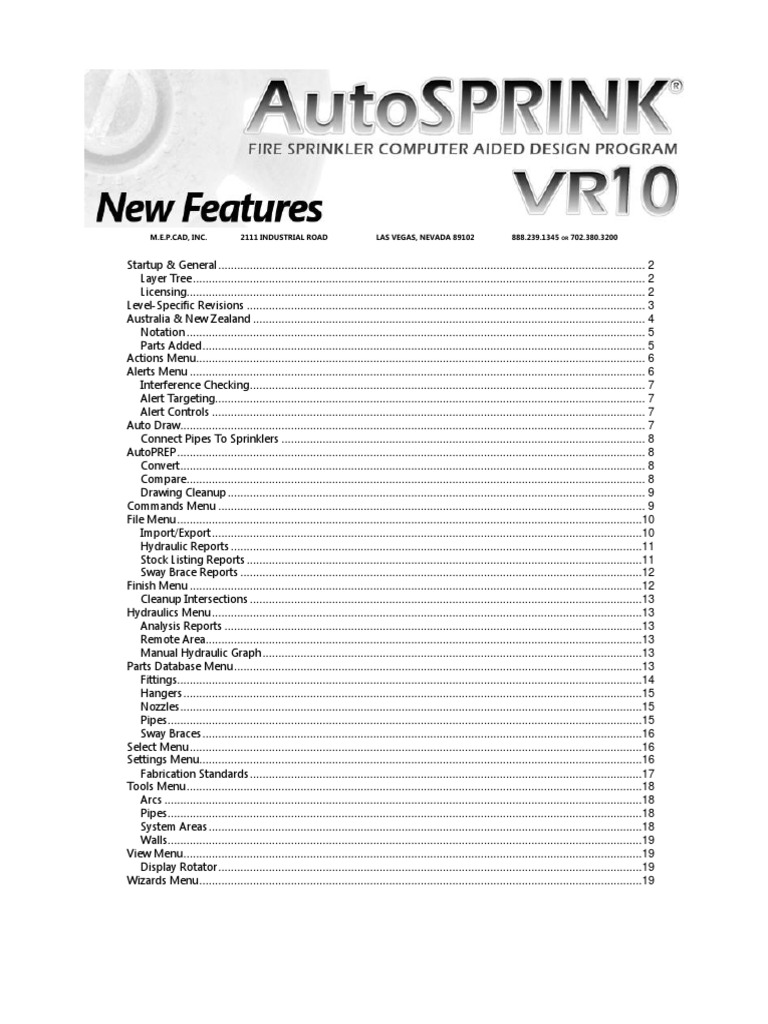 Auto Sprink VR 10 New Features | PDF | Fire Sprinkler System | Pipe ...