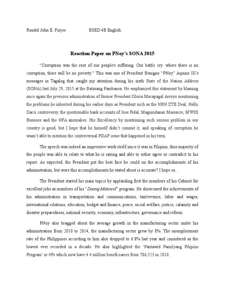 PNoy SONA 2015 Reaction | PDF | Economic Growth | Philippines