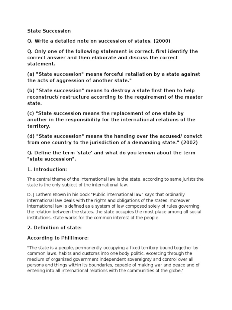 State Succession | Download Free PDF | Sovereignty | International Law