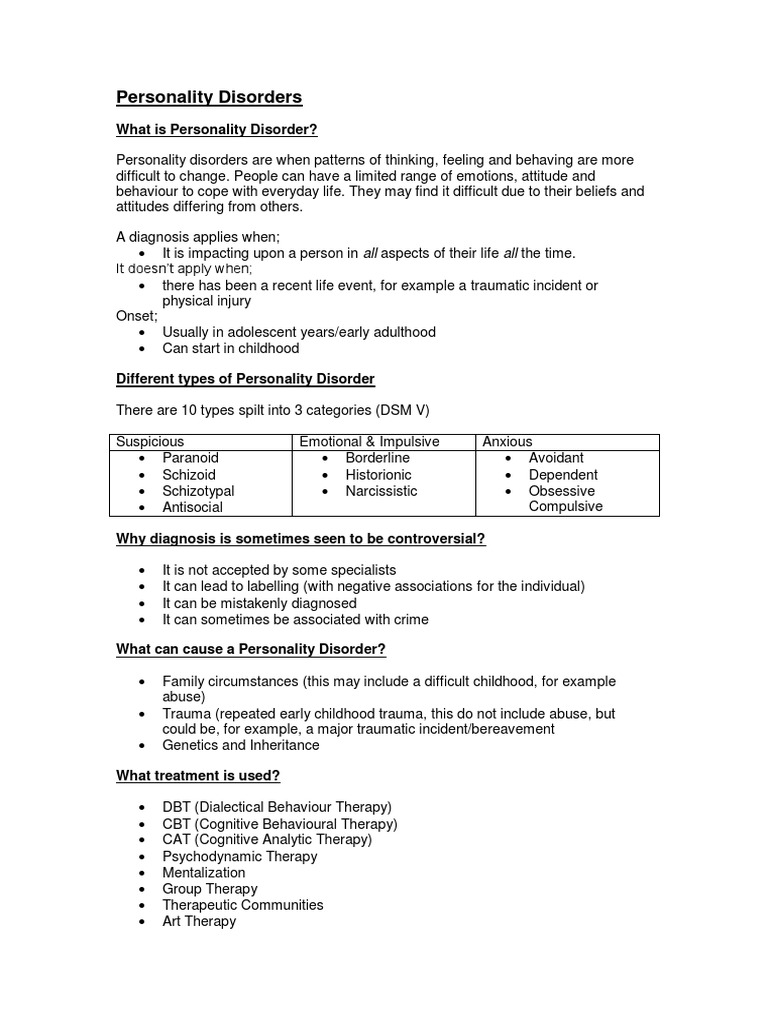 Personality Disorders | PDF | Personality Disorder | Dialectical ...