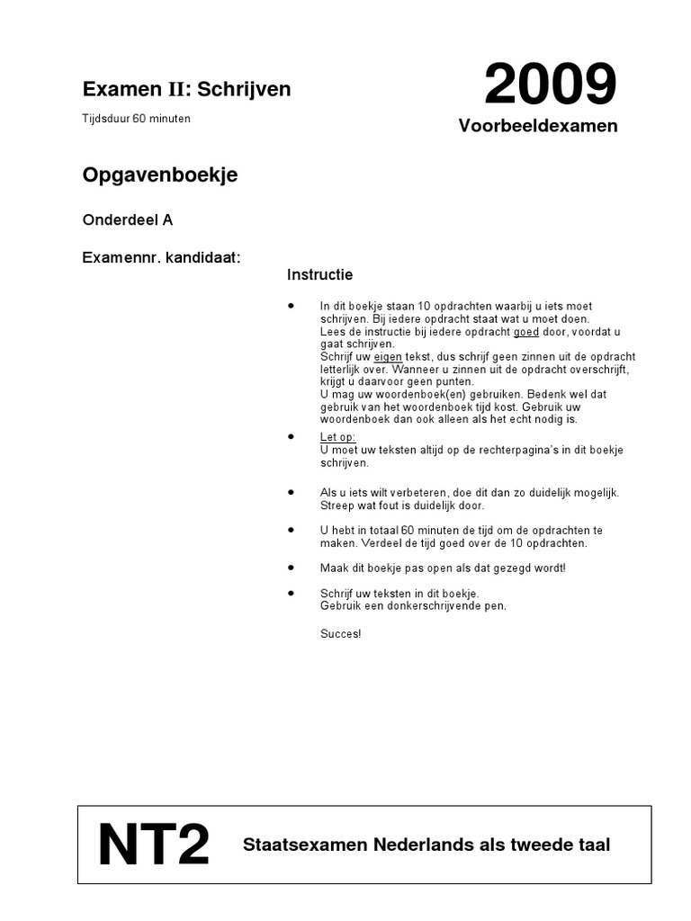 NT2 Prog II - Schrijven | PDF