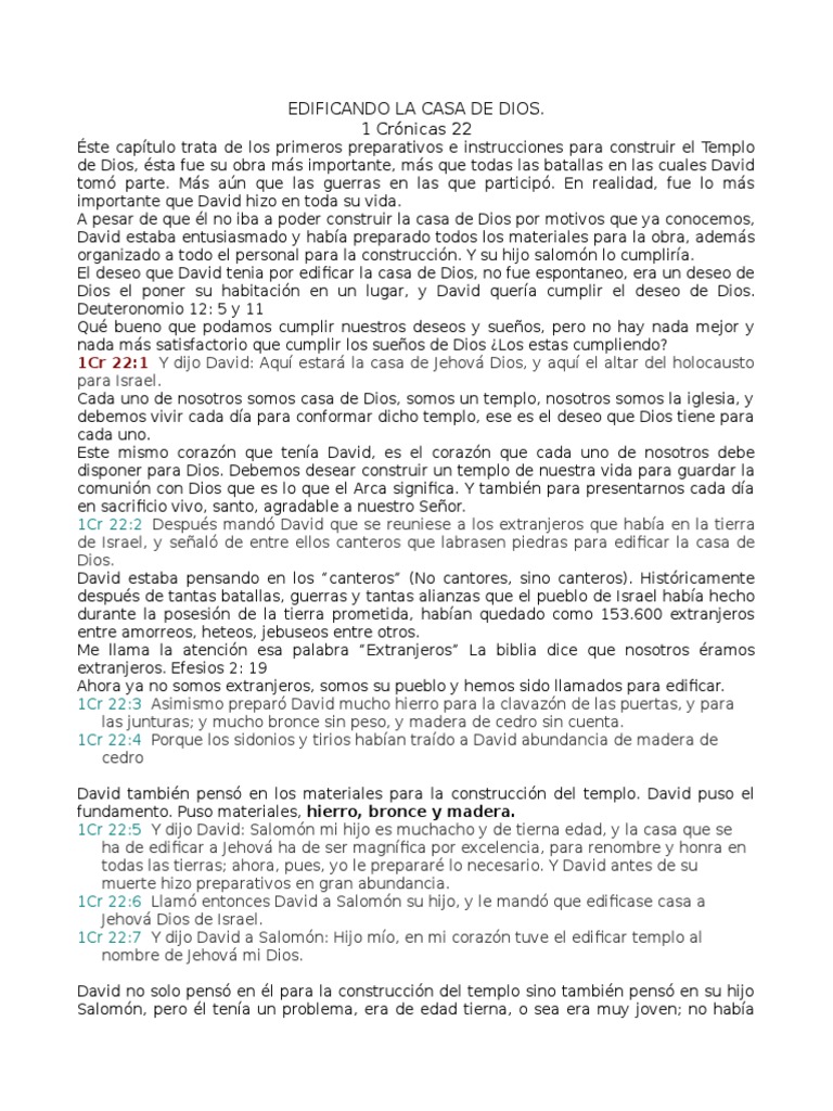 Edificando La Casa de Dios | PDF | David | Solomons