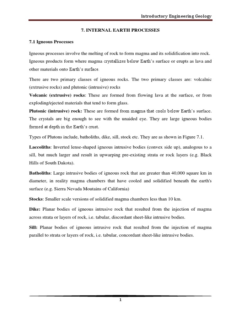 Internal Earth Processes Lecture Notes | PDF | Fault (Geology) | Volcano