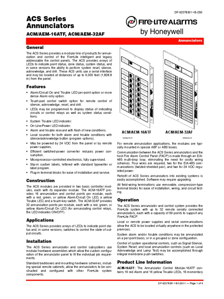 Fire-Lite ACM-16ATF Data Sheet | PDF | Electronics | Computer Engineering