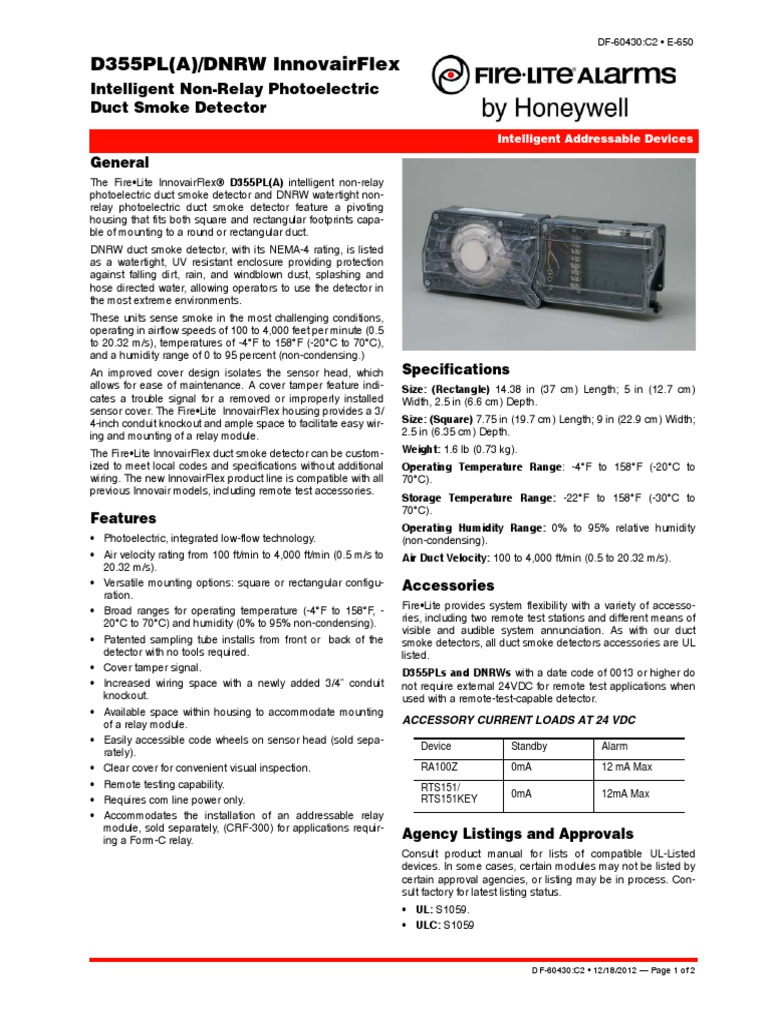 Fire-Lite DST10 Data Sheet | PDF | Duct (Flow) | Electrical Wiring