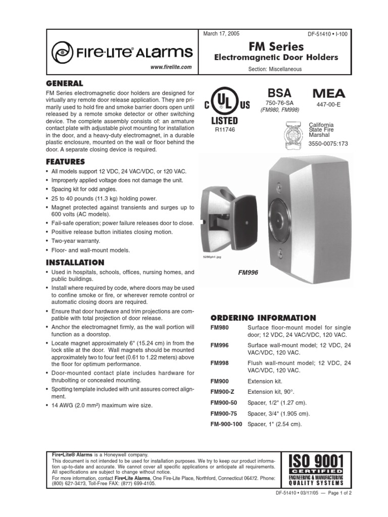 Fire-Lite FM90050 Data Sheet | PDF | Electrical Equipment ...