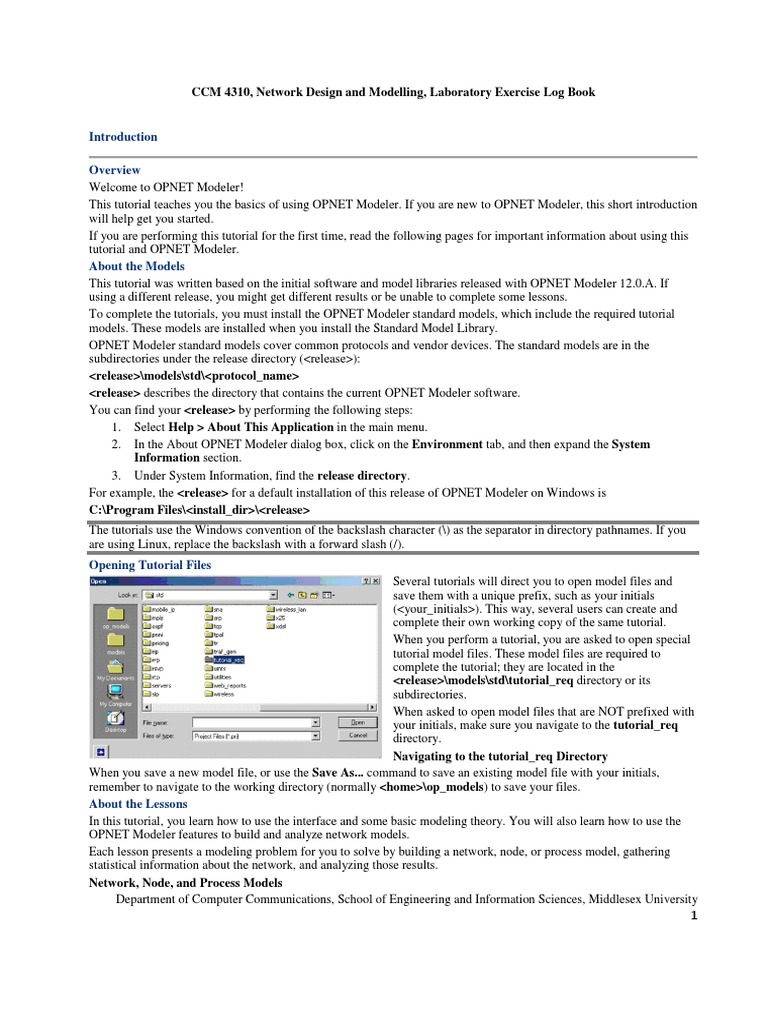 Opnet 17.5 Lab Exercises Log Book CCM 4310 FV | PDF | Network Topology | Computer Network
