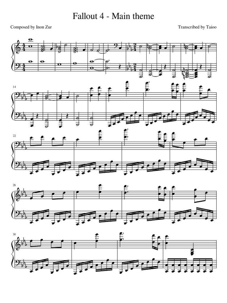 Fallout 4 Main Theme Tab , Fallout 4 Main Theme by Inon Zur Chords ...