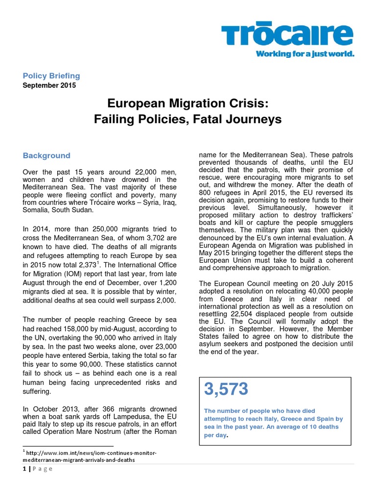 Migration Policy Briefing 2015 | PDF | European Migrant Crisis | Refugee