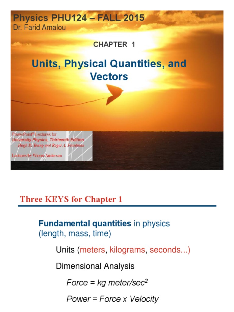 01-Chapter 01 - Units, Physical Quantities, and Vectors | PDF ...