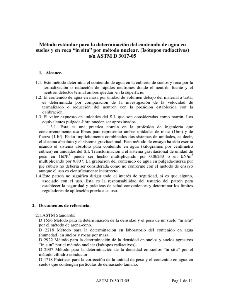 Método ASTM D-3017 para Contenido de Agua | PDF