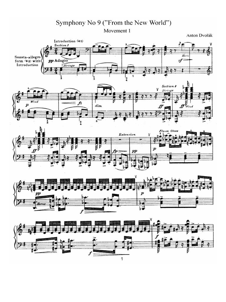 Dvorak Symphony No. 9 in E Minor (Piano) | PDF