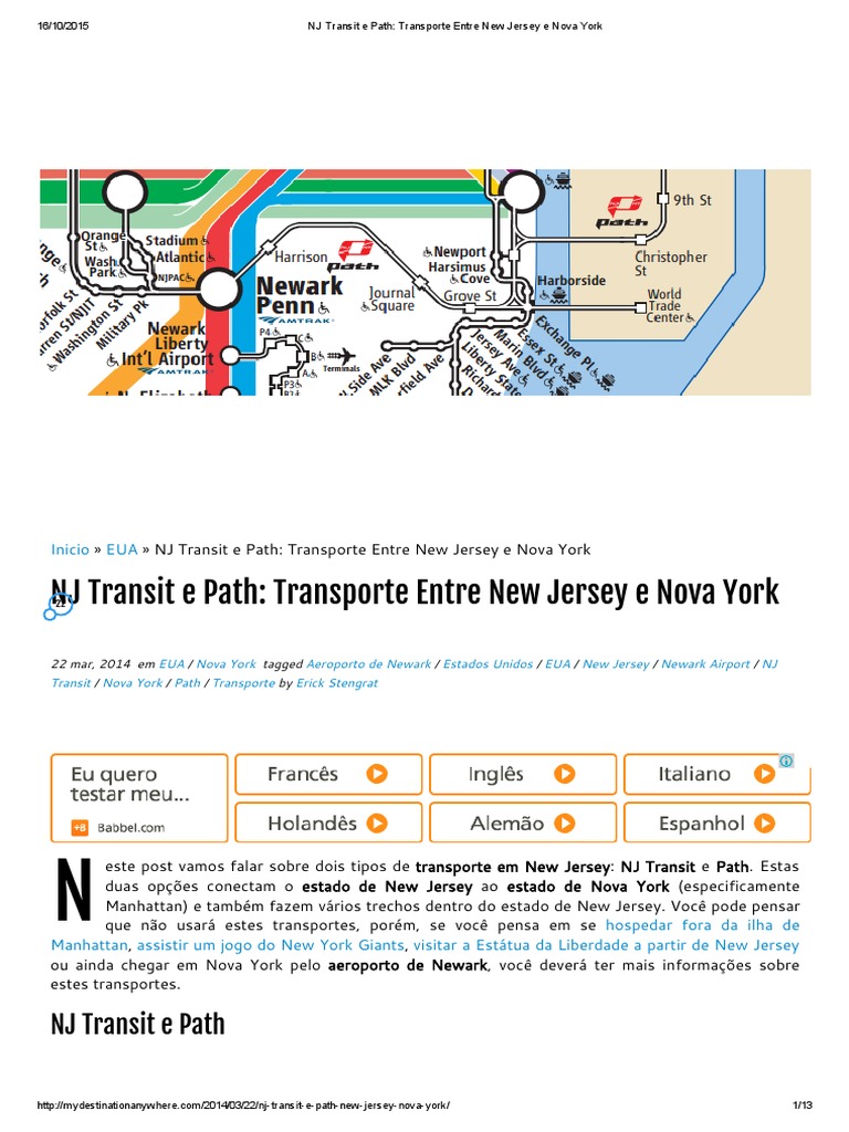 NJ Transit e Path - Transporte Entre New Jersey e Nova York | PDF ...