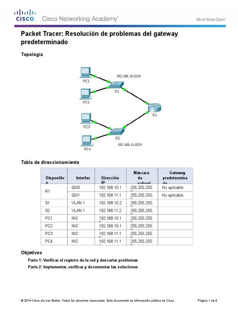 6 4 3 4+Packet+Tracer+-+Troubleshooting+Default+Gateway+Issues+Instructions | PDF | Gateway ...
