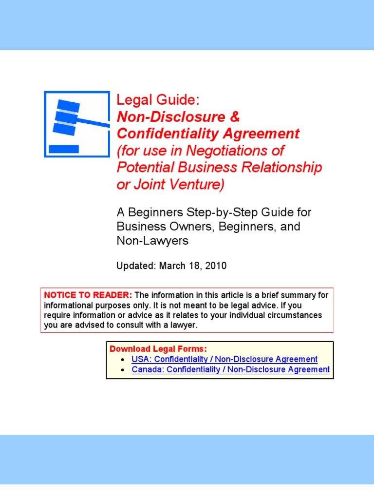 NDA (Negotiations of Potential Business Relationship or Joint Venture ...