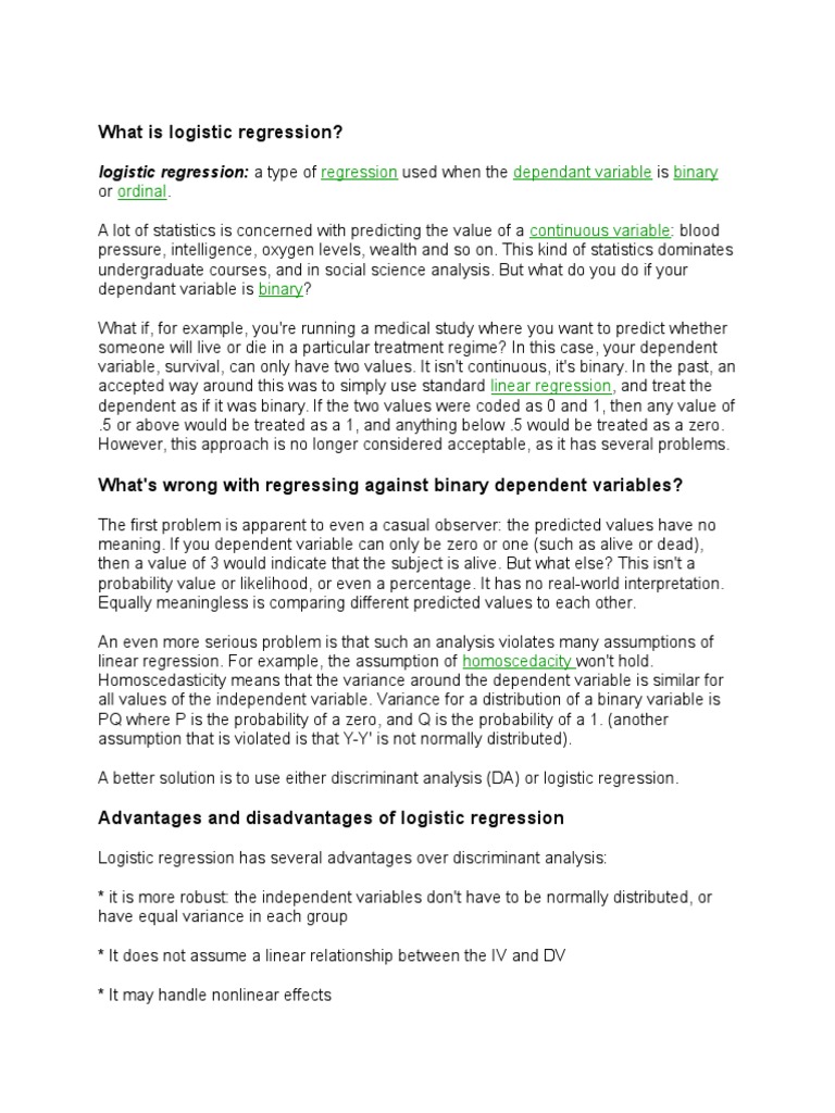 Logistic Regression | PDF | Logistic Regression | Dependent And ...