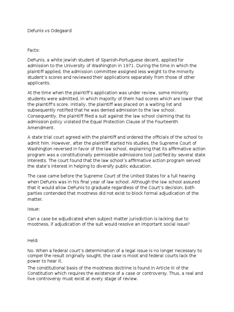 36) DeFunis Vs Odegaard | Download Free PDF | Mootness | Federal ...