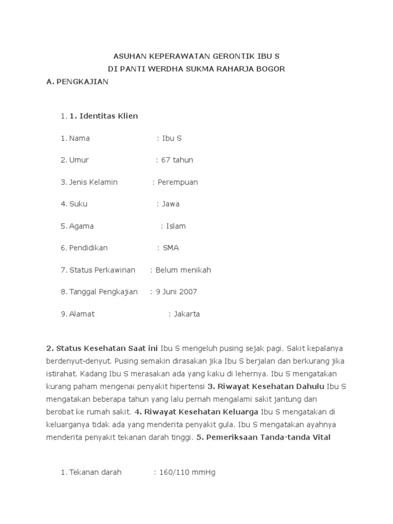 Contoh Askep Gerontik Hipertensi | PDF