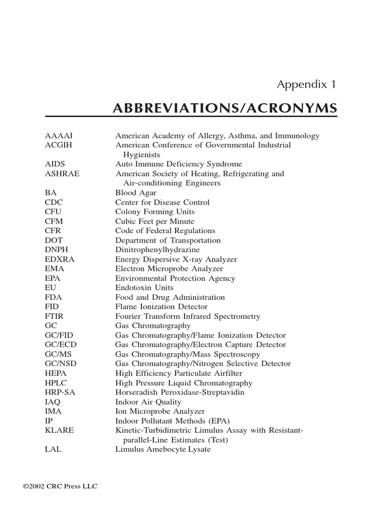 Abbreviations/Acronyms: Appendix 1 | PDF