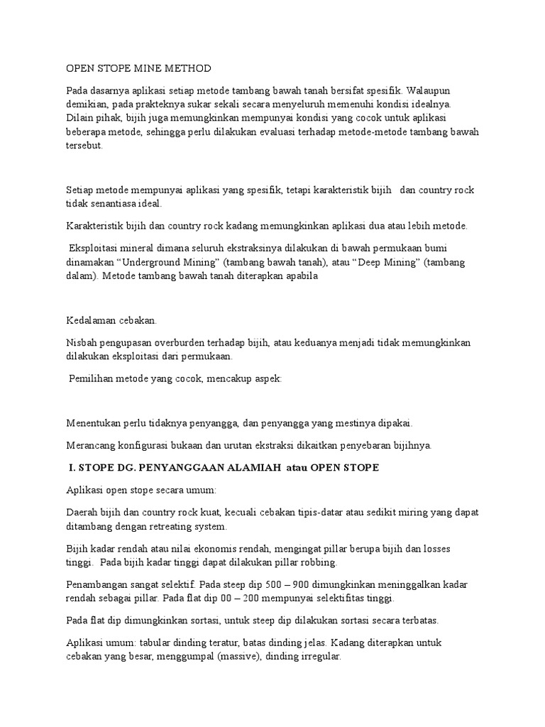 Open Stope Mine Method | PDF